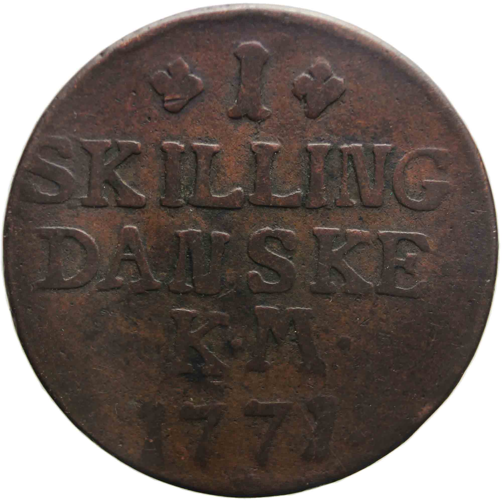 1771 1 Skilling Dansk Denmark Coin Christian VII – ZipZappa