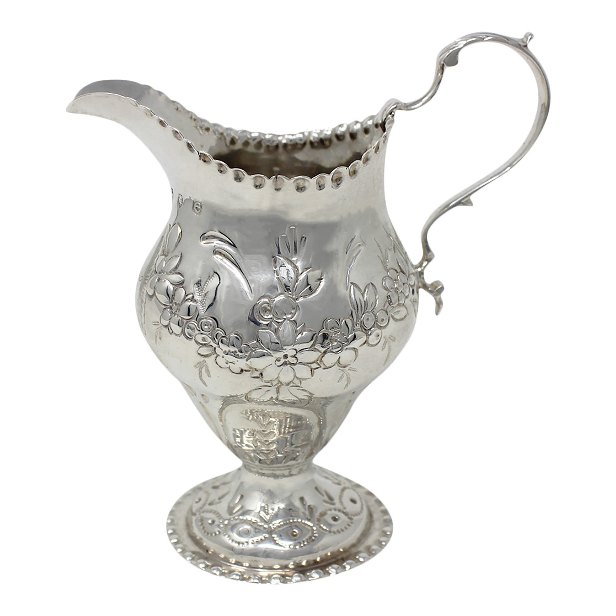 1780 Antique George III Era Sterling Silver Cream Jug Silversmith Char ...