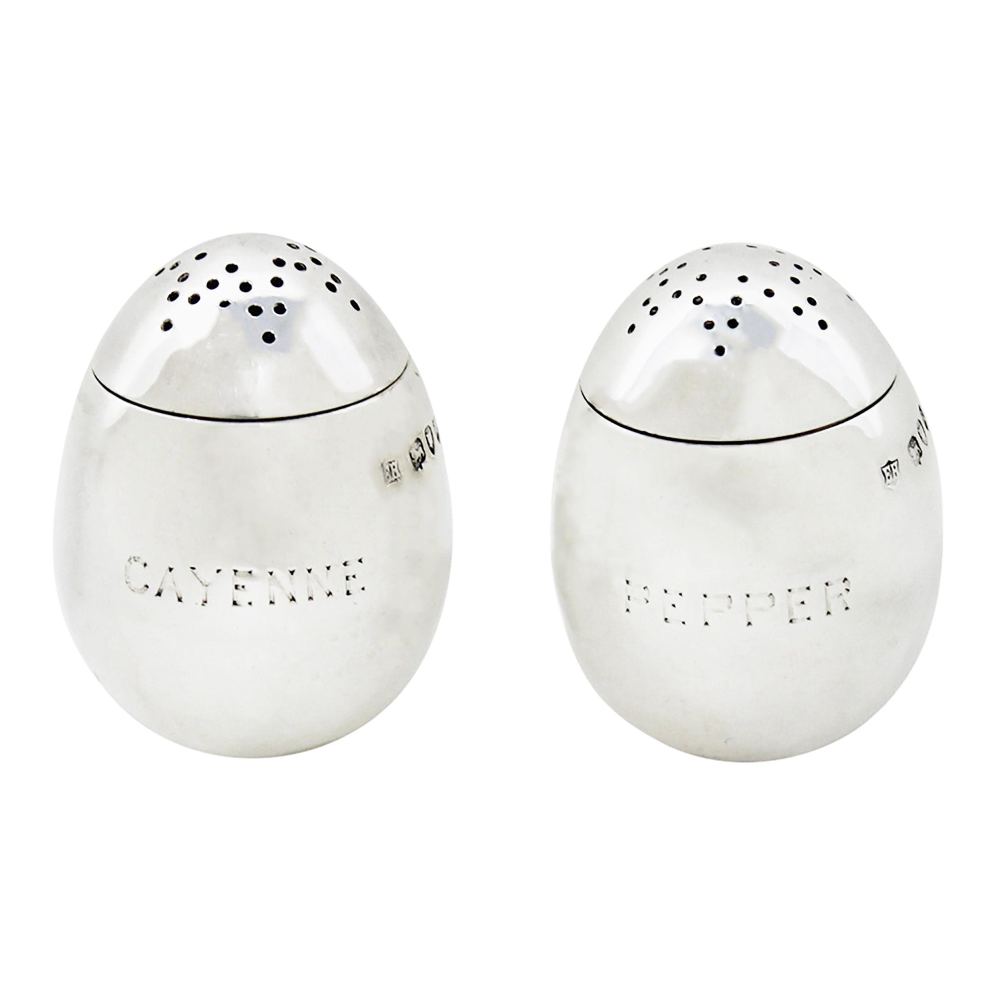 1892 Antique Victorian Era Egg Shaped Sterling Silver Pair Pepper and ...