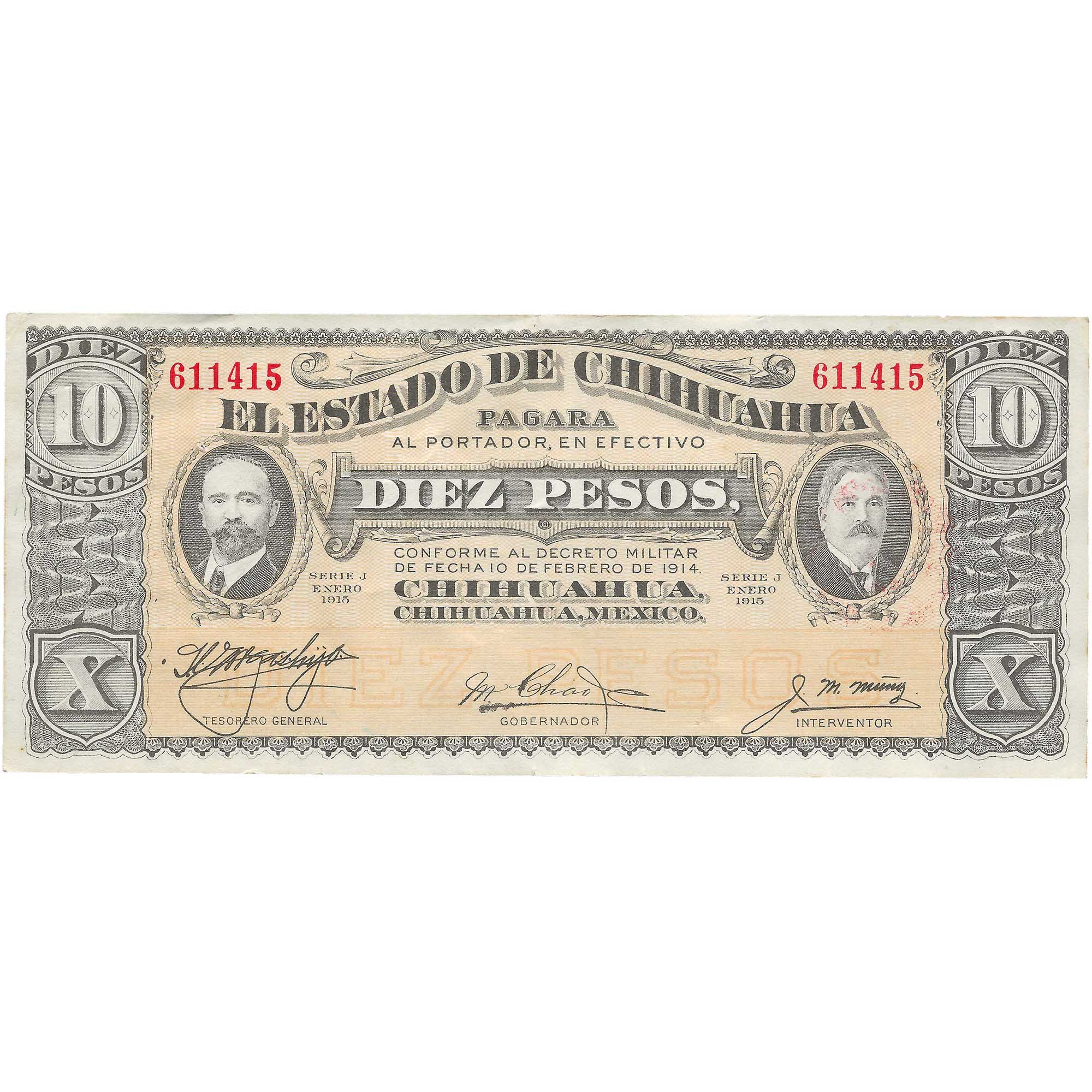 1914 10 Pesos Mexico Banknote – ZipZappa