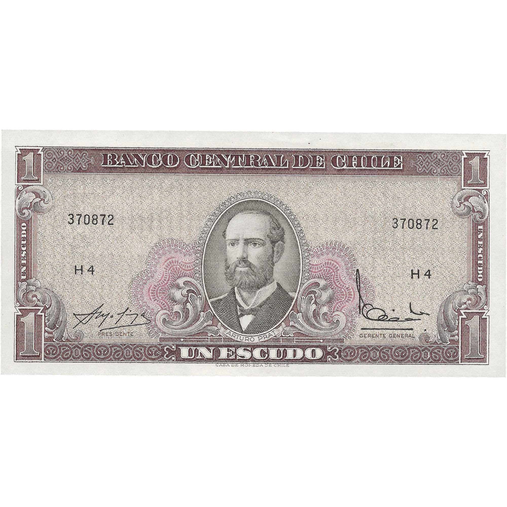 1962-1975 1 Escudo Chile Banknote Portrait of Arturo Prat – ZipZappa