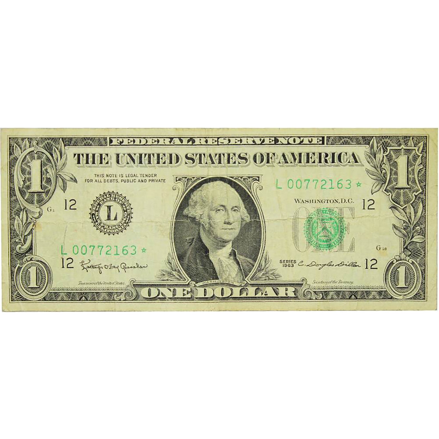 1963 Star Note US One Dollar Bill Federal Reserve Note San Francisco ...